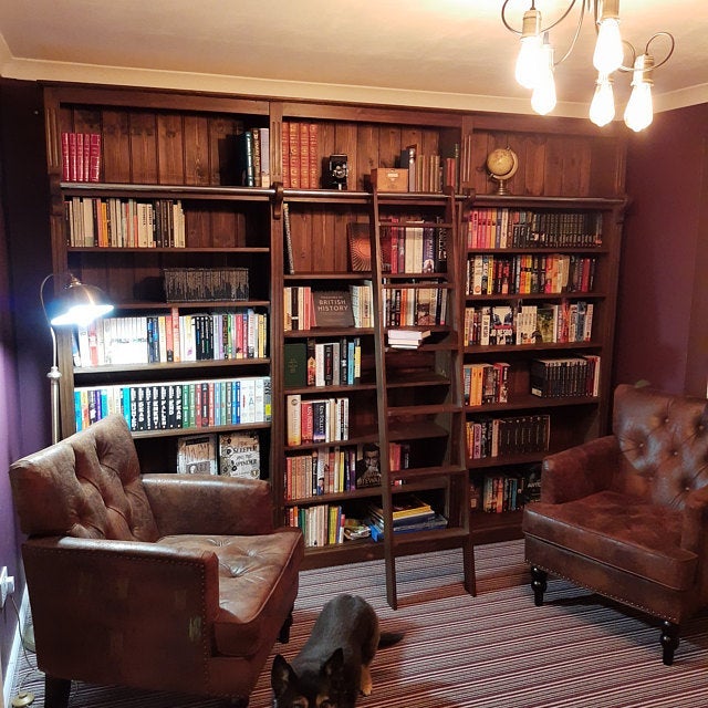 Natural solid wood private home library bookcases and bookshelves made ...